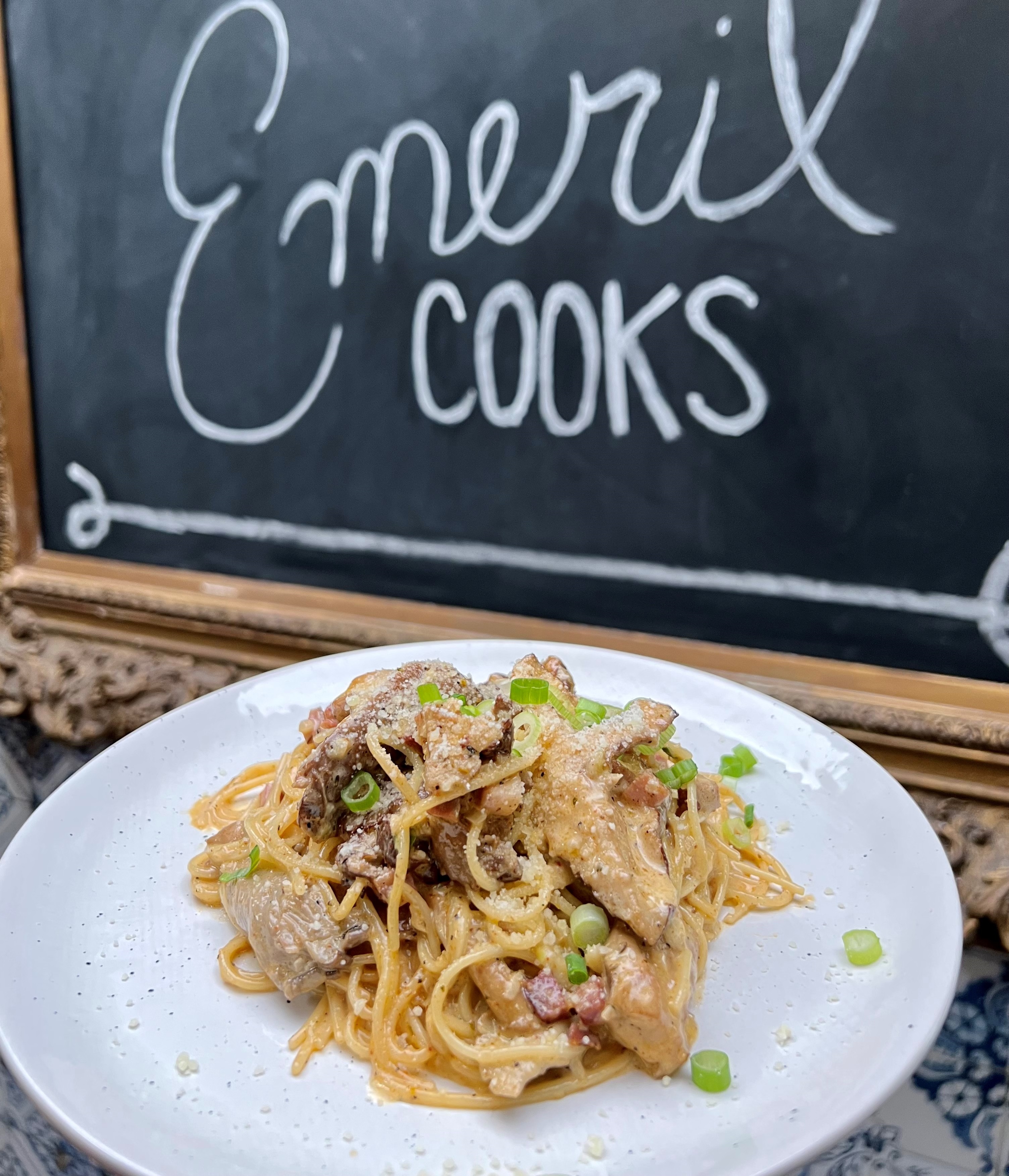 Angel Hair Pasta with Smoky Mushrooms and Ham | Emerils.com