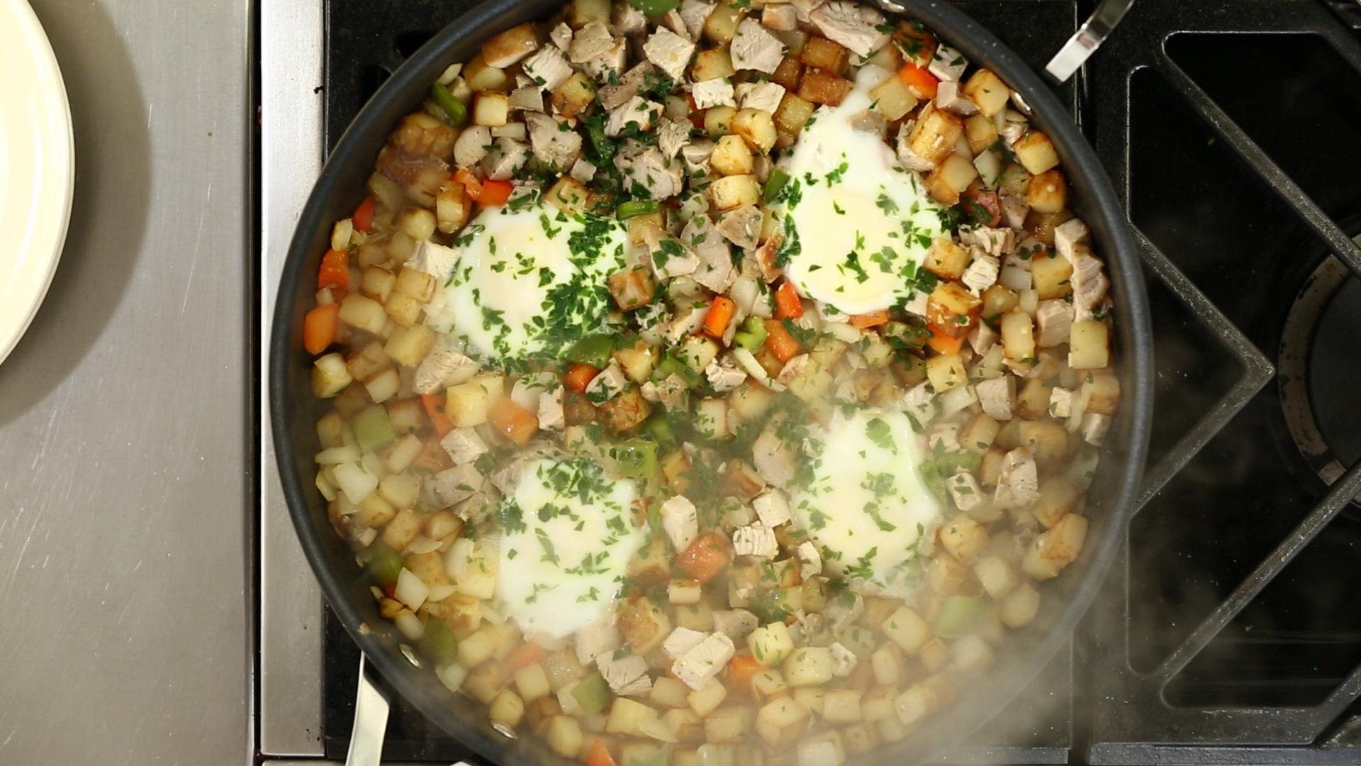 Baked Eggs with Turkey Hash | Emerils.com