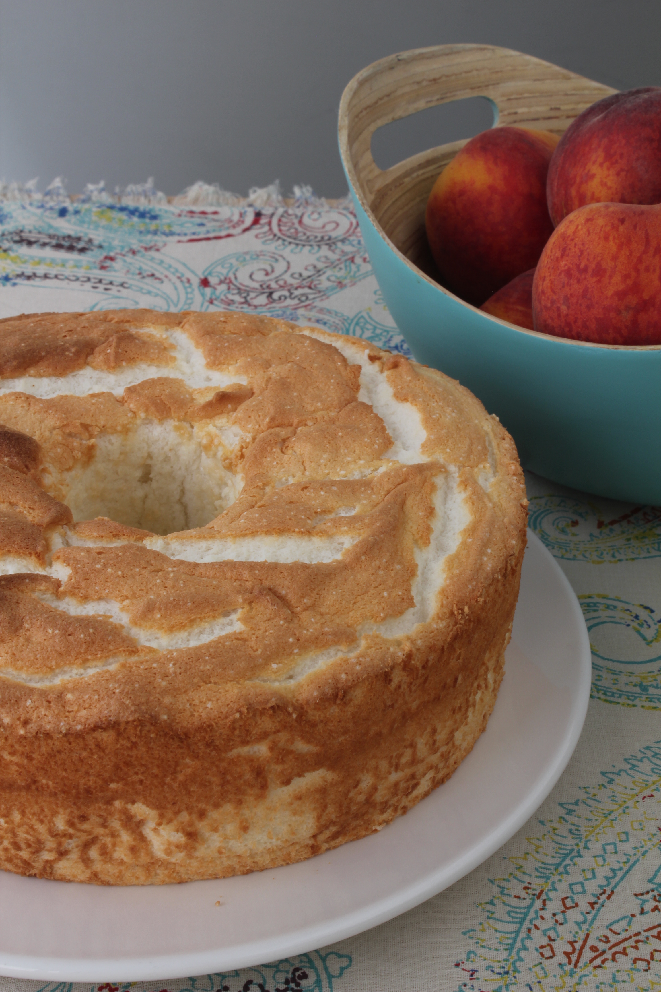 Angel Food Cake with Marinated Peaches | Emerils.com