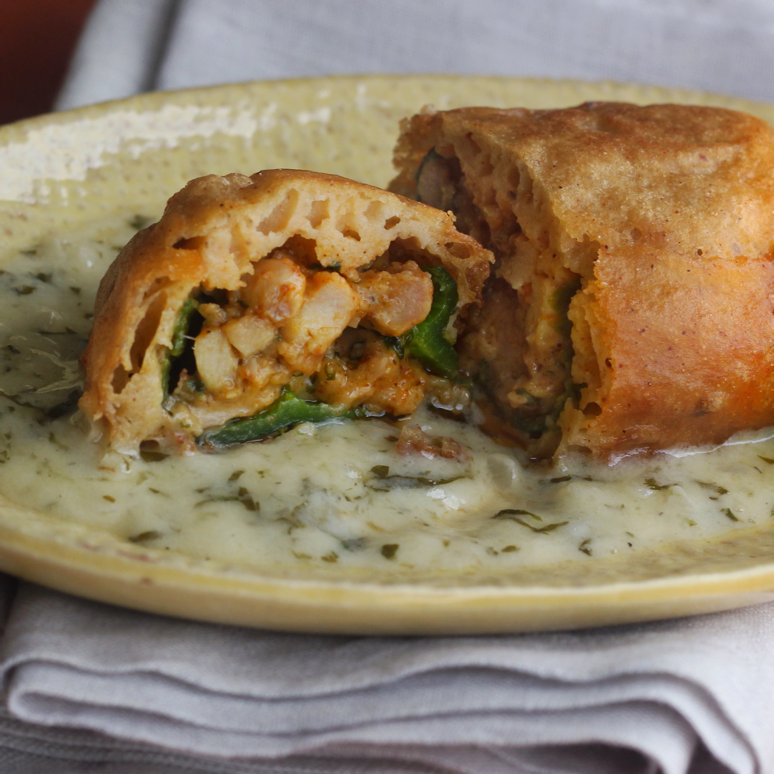 Spicy Chicken Rellenos with Tequila Lime Sauce | Emerils.com