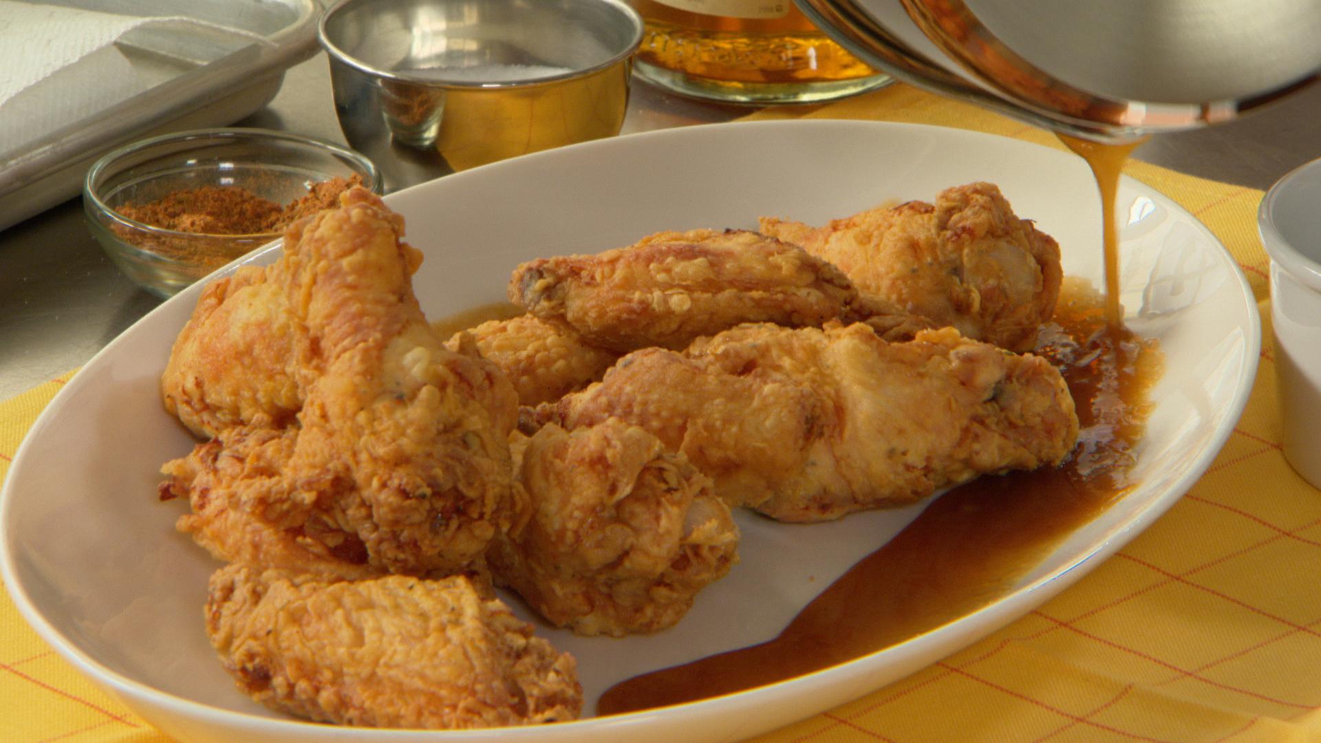 Kicked-Up Chicken Wings with an Apple & Bourbon Glaze | Emerils.com