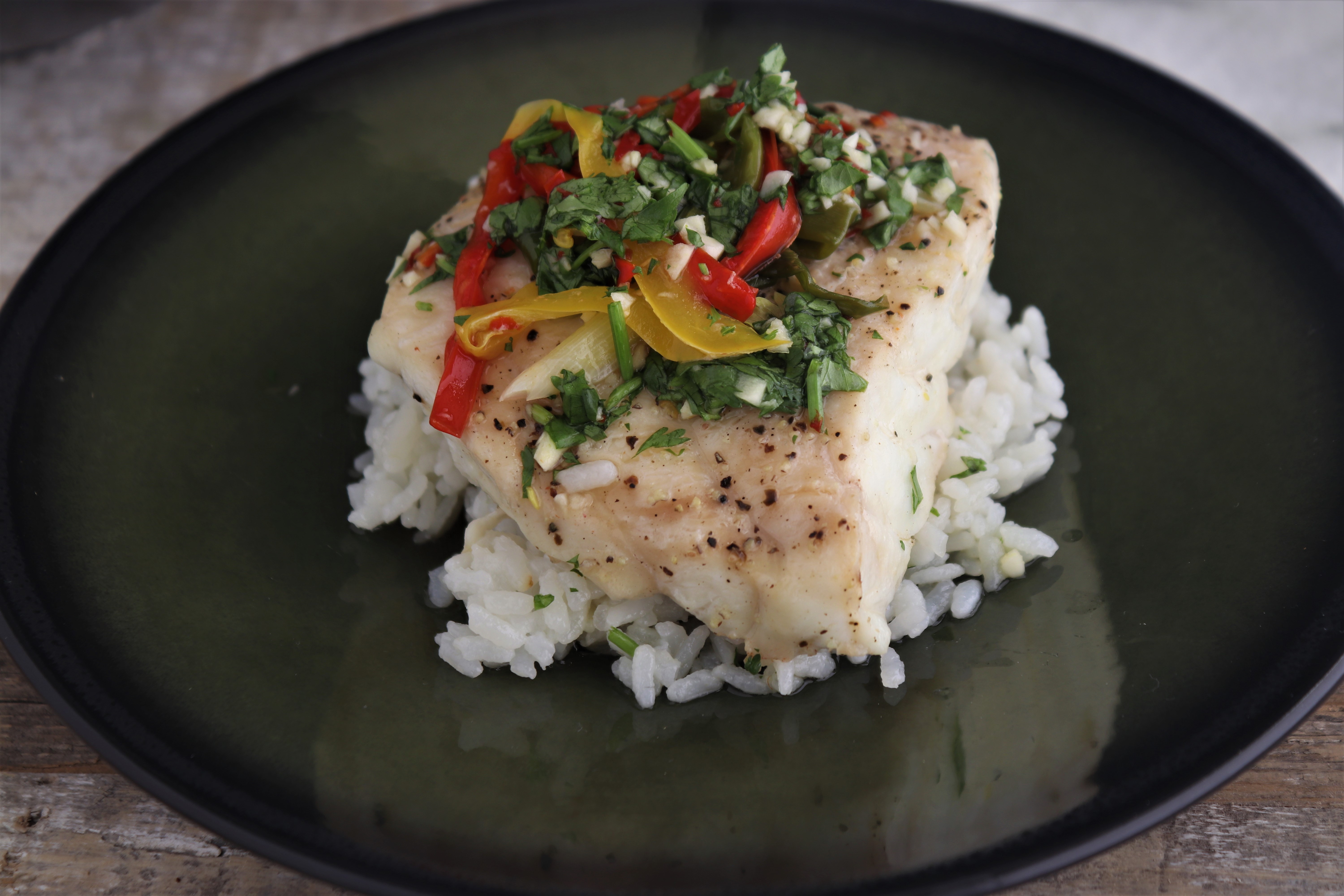 Thai Steamed Snapper with Steamed Vegetables and Coconut Rice | Emerils.com