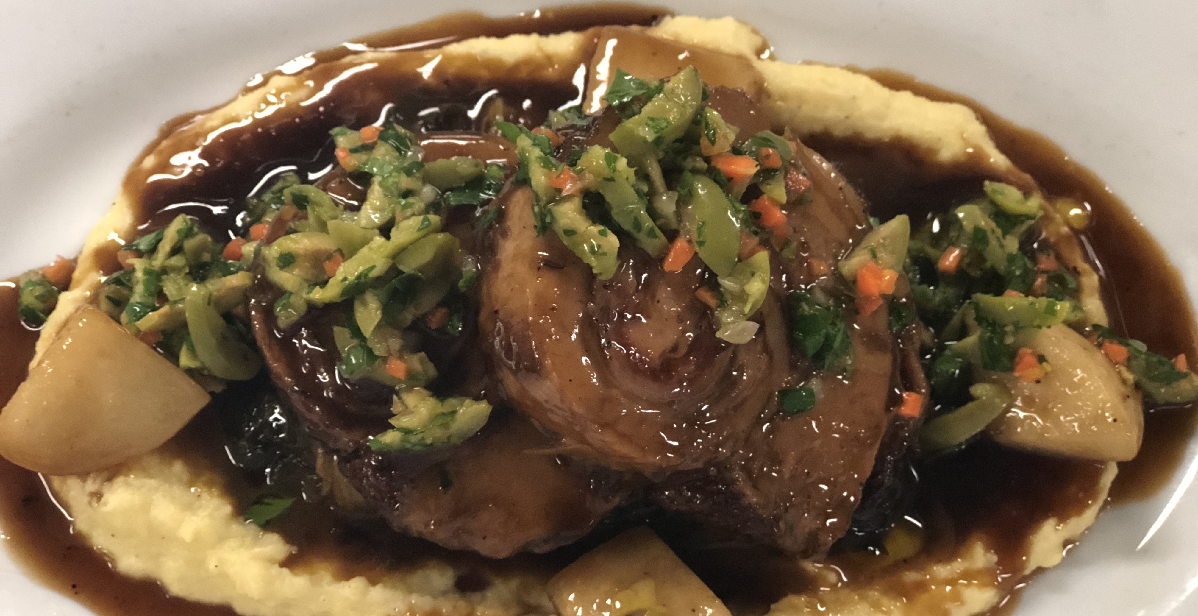 Veal Braciolone with Tomato Braised Escarole and Creamy Polenta ...