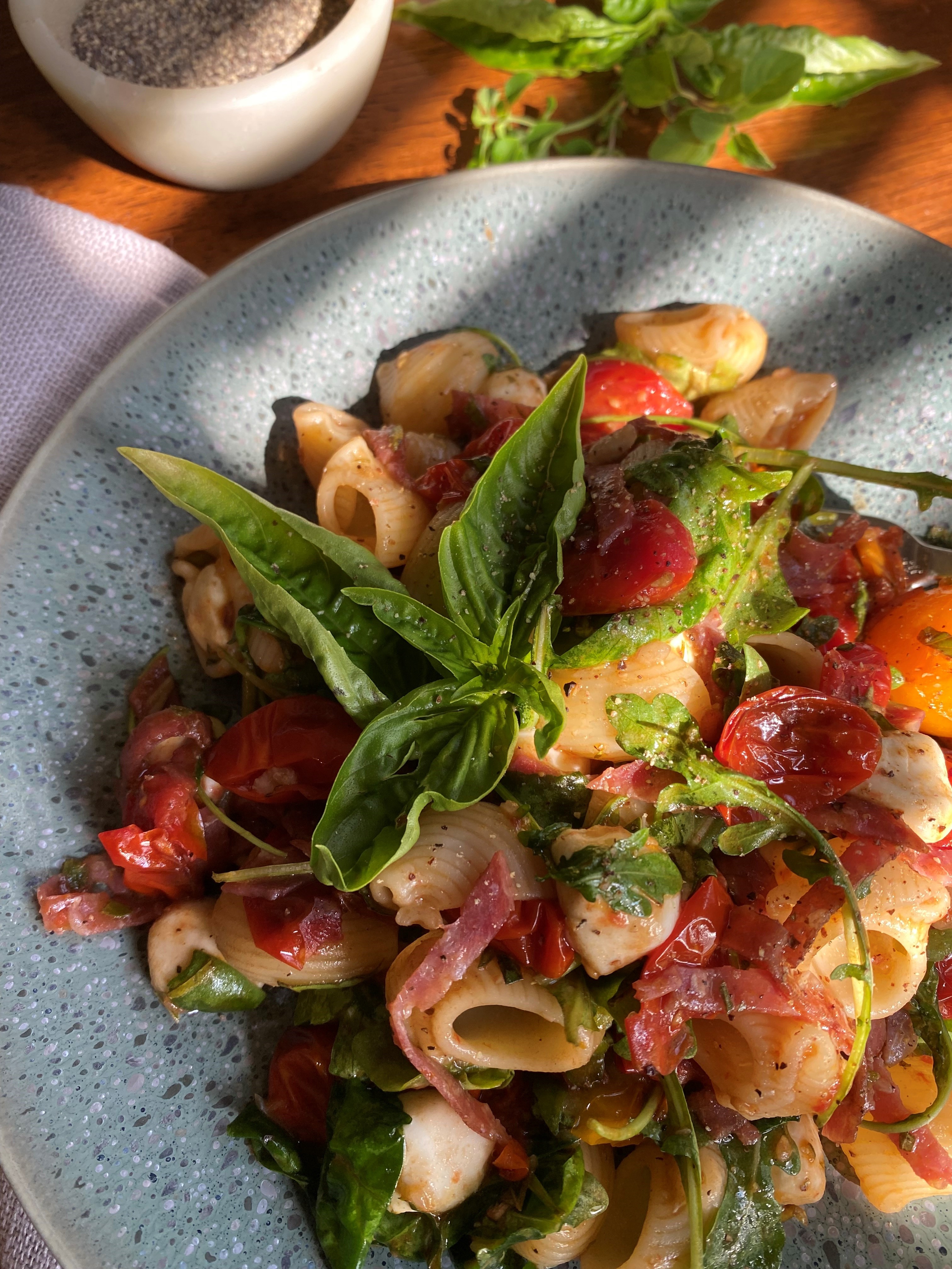 Blistered Tomato Caprese Pasta | Emerils.com