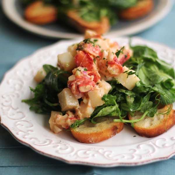 Cold Lobster And Vanilla Bean Salad Over Fresh Maiche With Toasted ...
