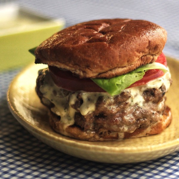 Kicked Up Blue Cheese Stuffed Hamburgers | Emerils.com