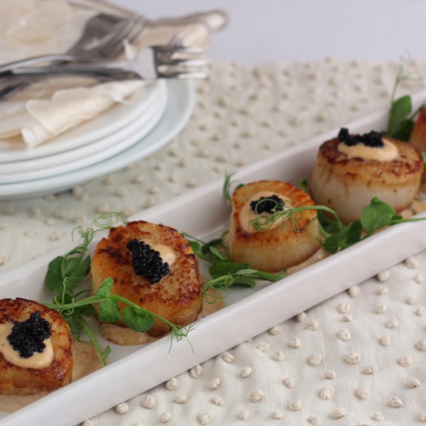 Seared Scallops With A Portobello Truffle Emuslion, Caviar and ...