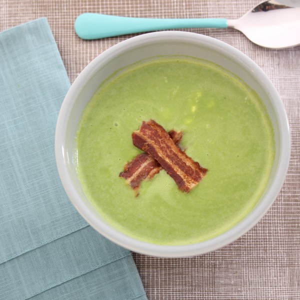 Spring Pea Soup With Smoked Bacon And Pea Shoots | Emerils.com